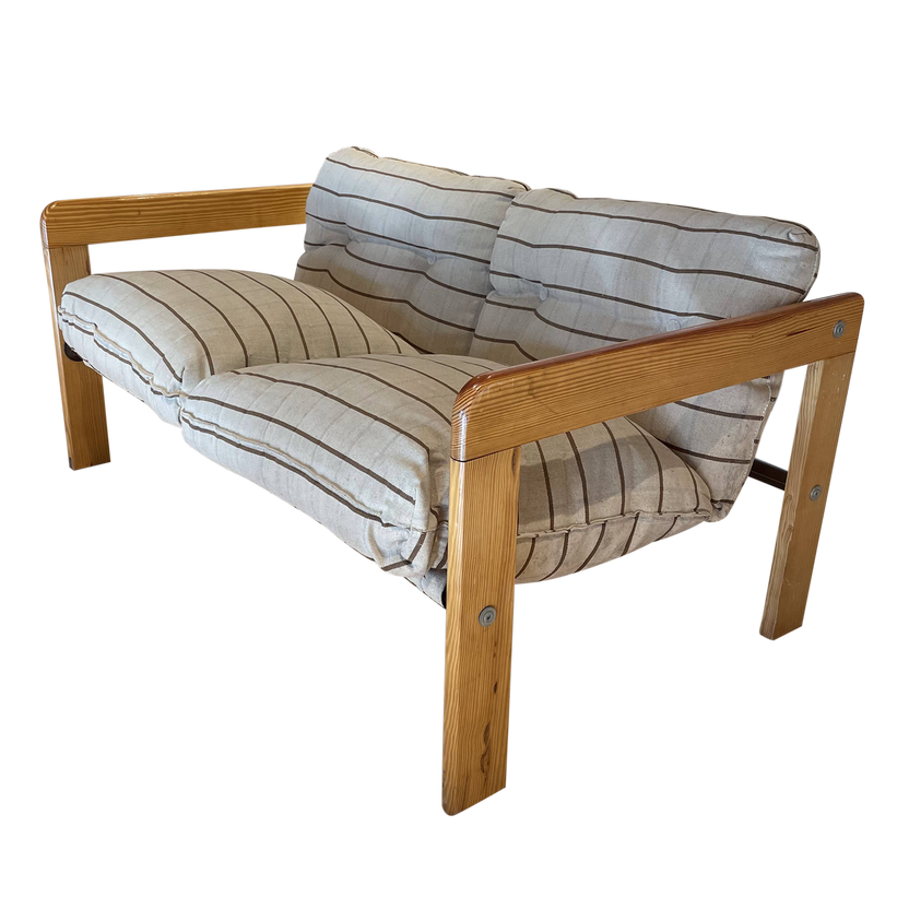 Wood Frame Striped Loveseat – Pop Up Home