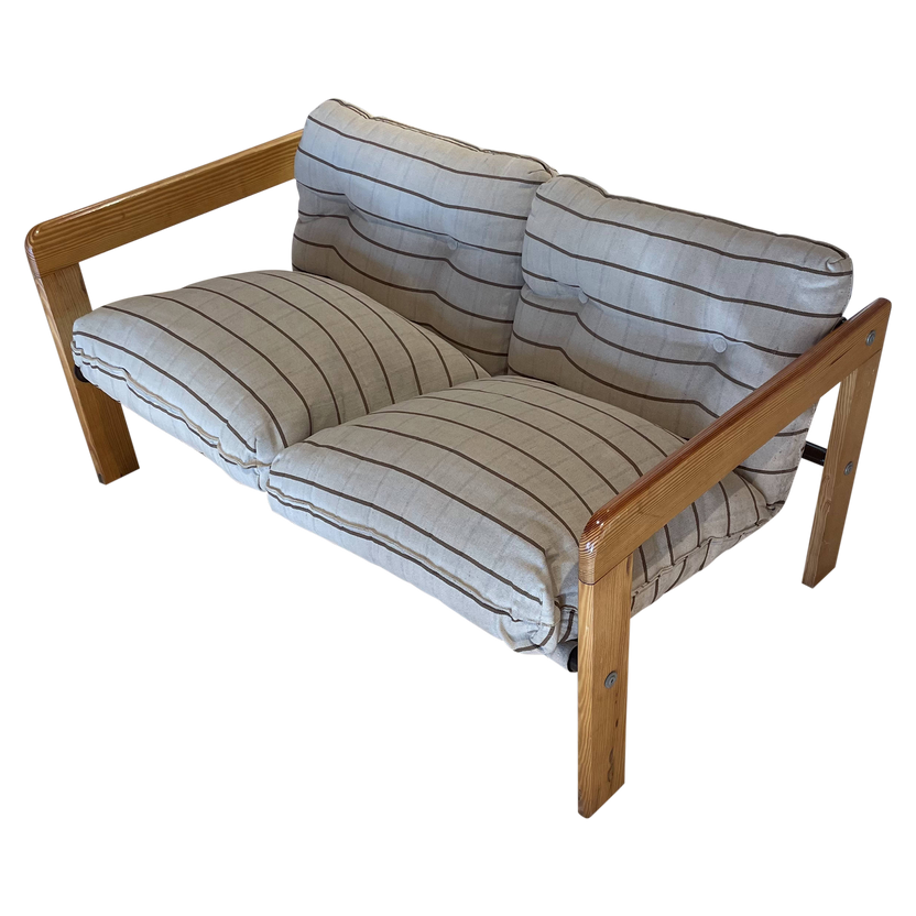 Wood Frame Striped Loveseat – Pop Up Home