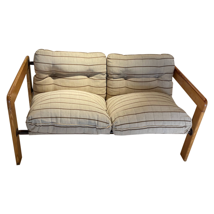 Wood Frame Striped Loveseat – Pop Up Home