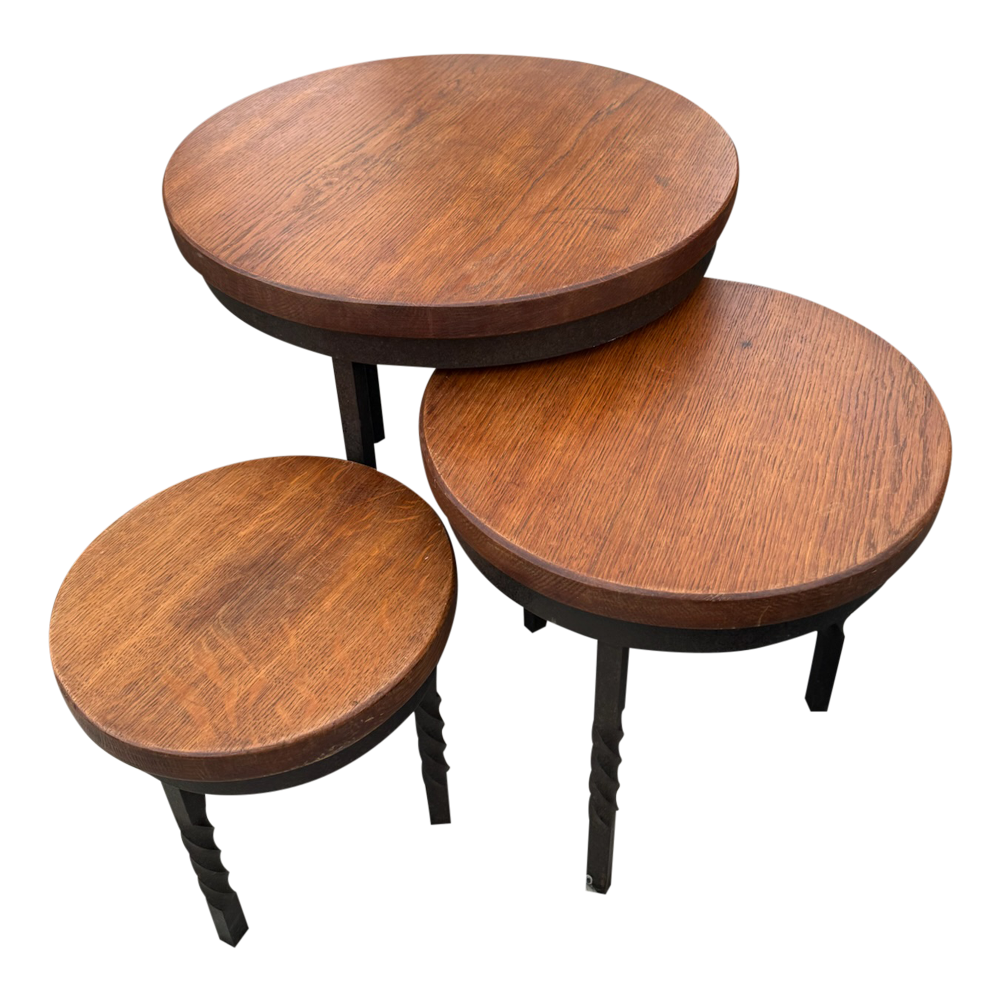 Trio of Italian Walnut Top Nesting Tables – Pop Up Home