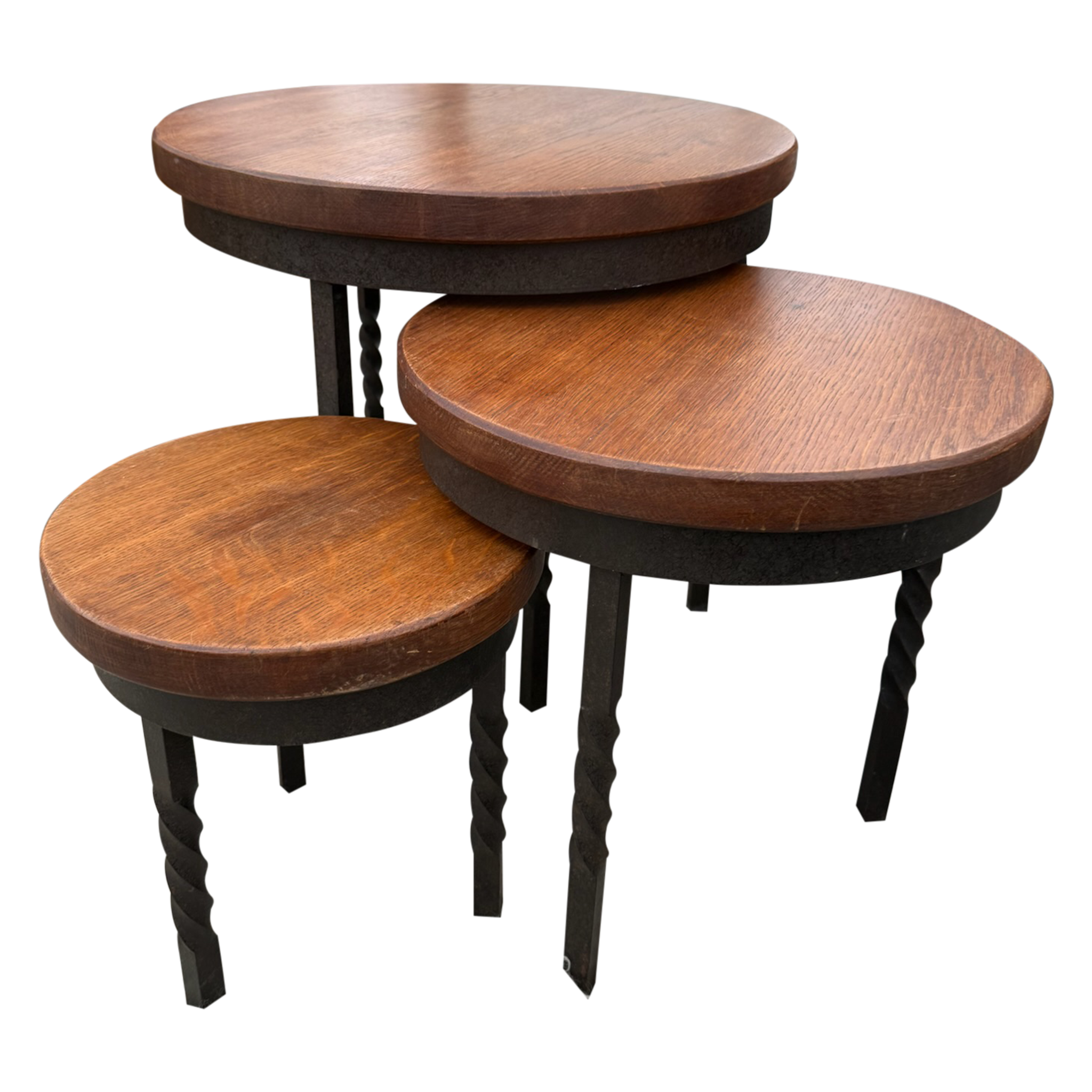 Trio of Italian Walnut Top Nesting Tables – Pop Up Home