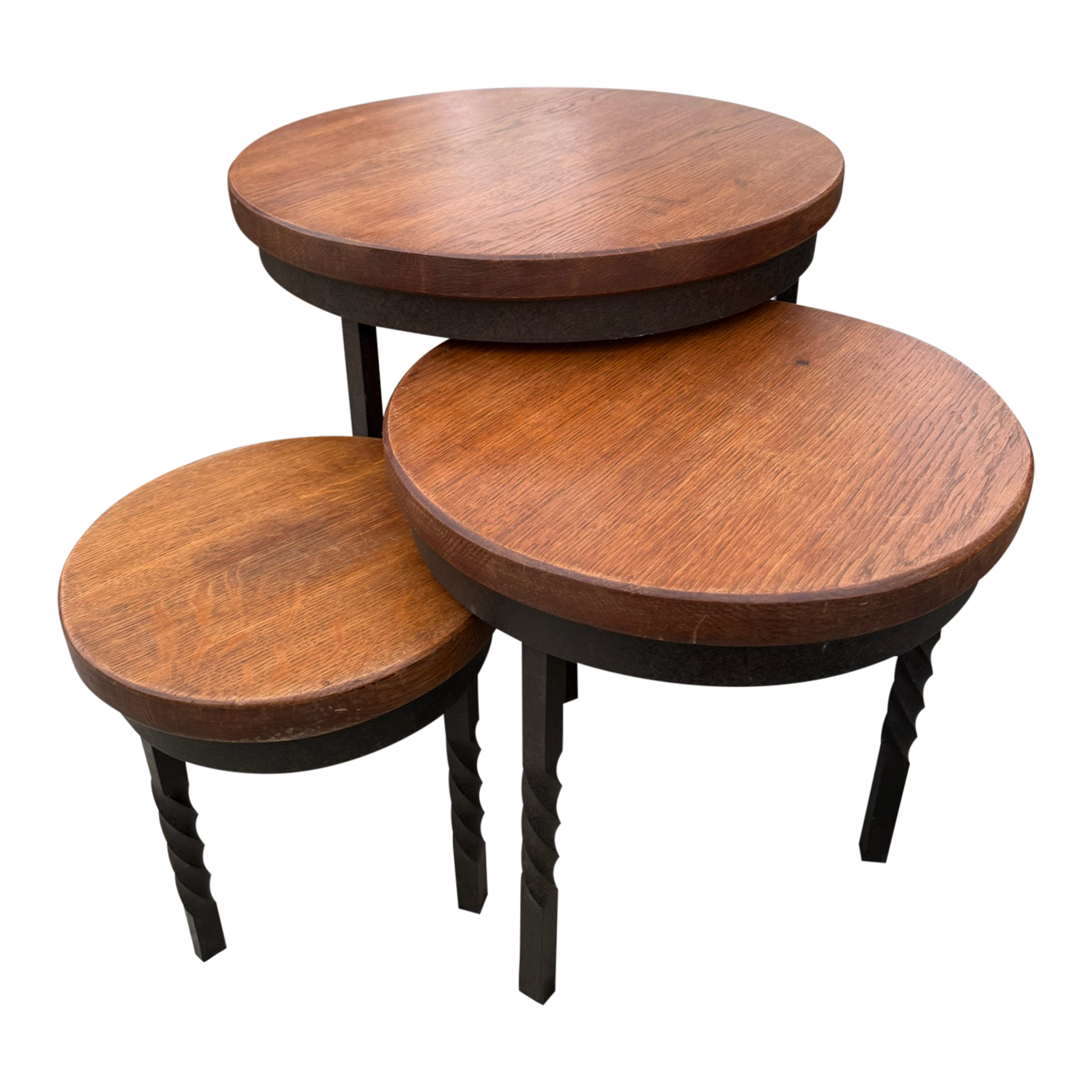 Trio of Italian Walnut Top Nesting Tables – Pop Up Home
