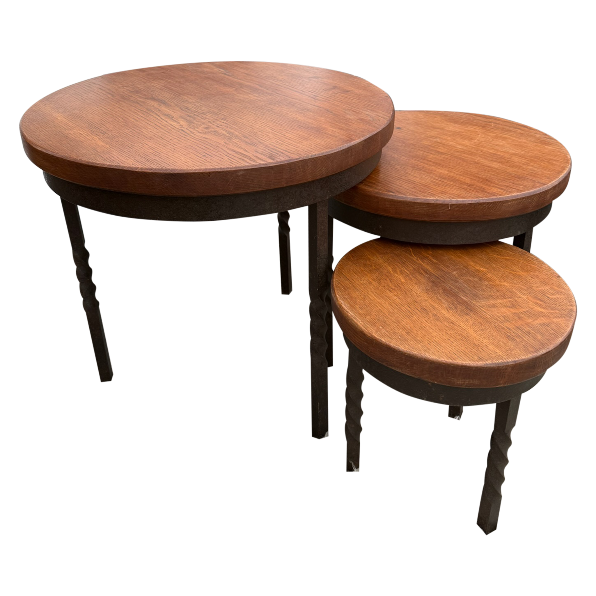 Trio of Italian Walnut Top Nesting Tables – Pop Up Home